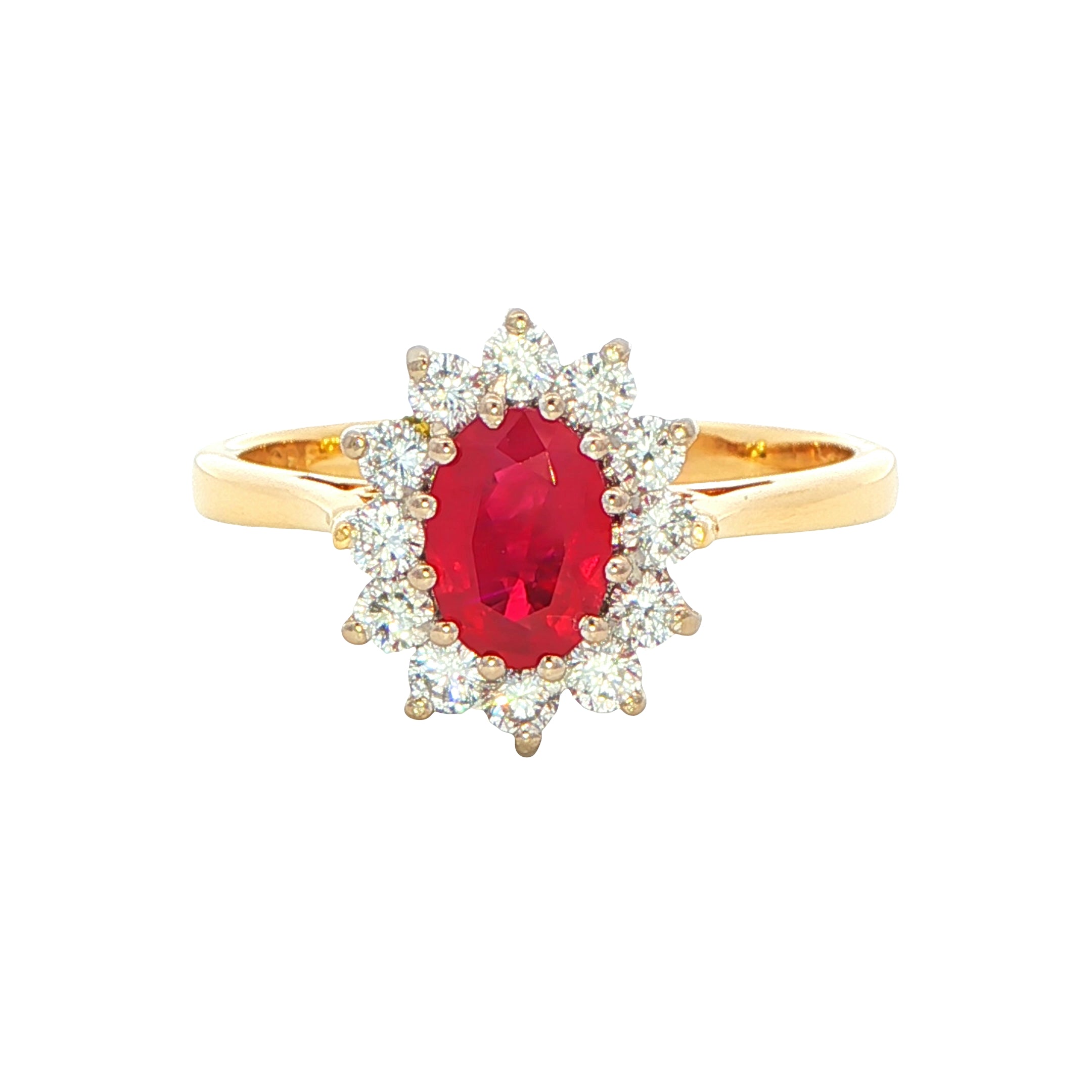 Oval Ruby and Round Brilliant Cut Diamond Cluster Style Ring – Fable ...