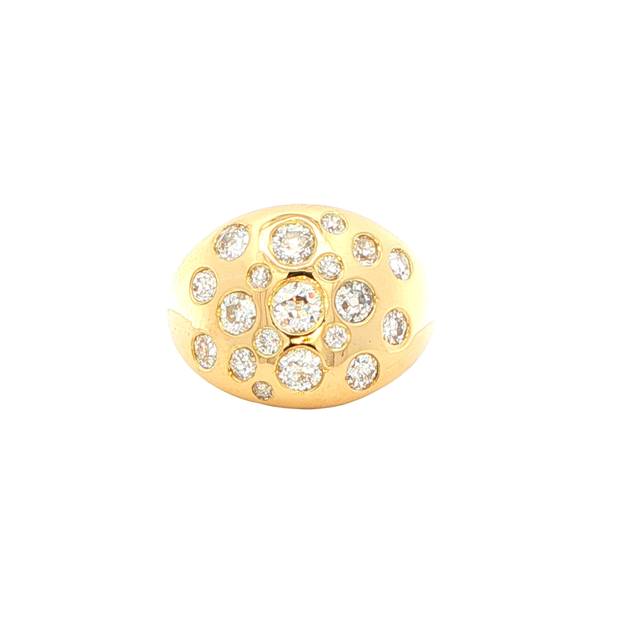 Yellow Gold Bombe Ring with 19 Diamonds – Fable & Ember